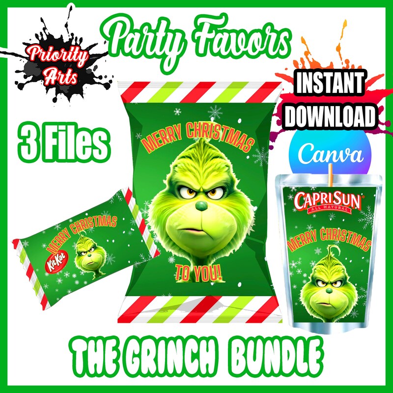 Grinch Chip Bags - Etsy