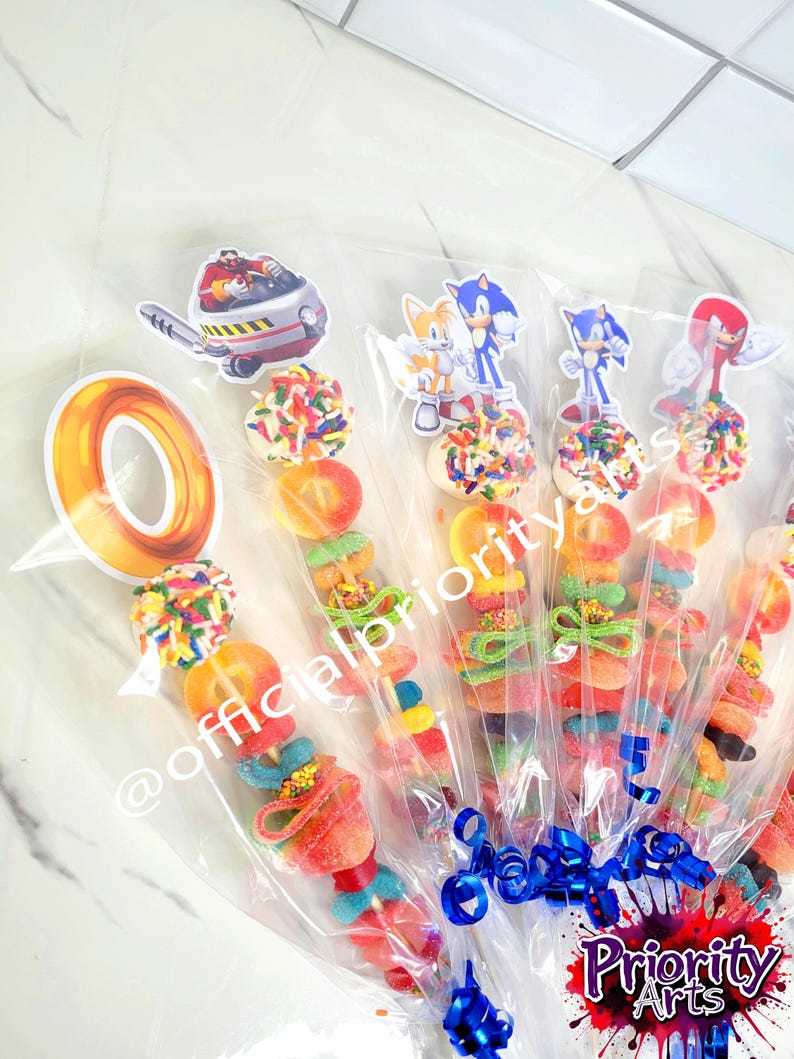 Sonic the Hedgehog Candy Kabobs, Sonic Party, Birthday Party Favors ...
