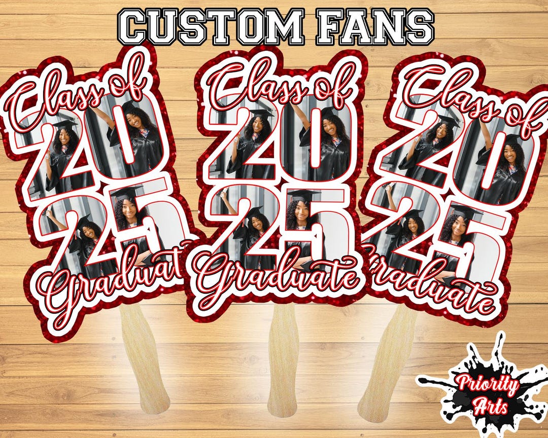 Custom Face Fans With Wooden Handle, Graduation Head, Grad Face Fans ...