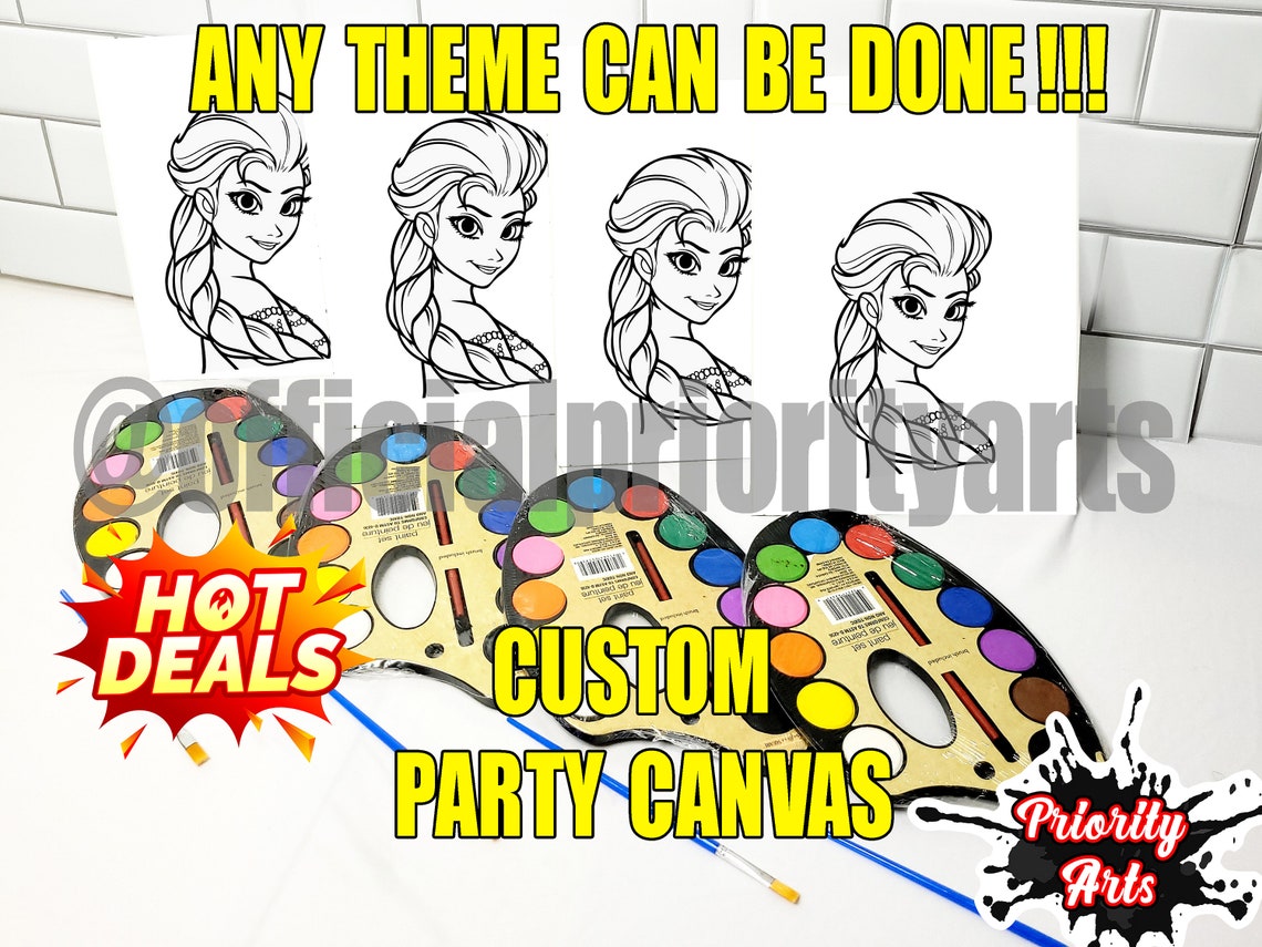 Frozen Elsa Pre-drawn Canvas, Elsa Party Ideas, Frozen Party, Paint ...