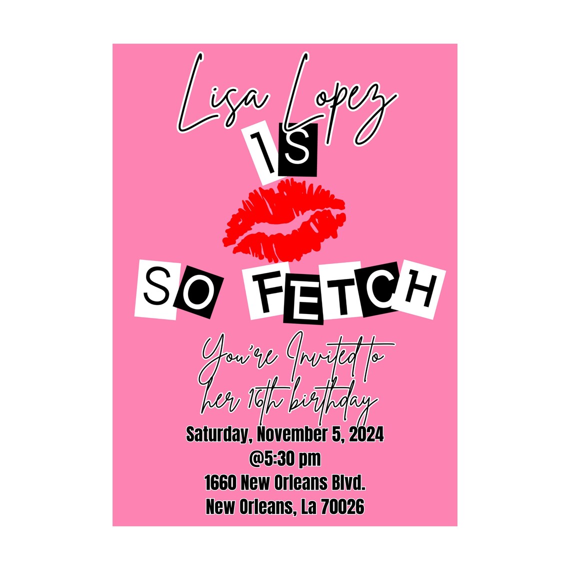 Mean Girls Party Invitation, Mean Girls Birthday Invitation, Editable ...