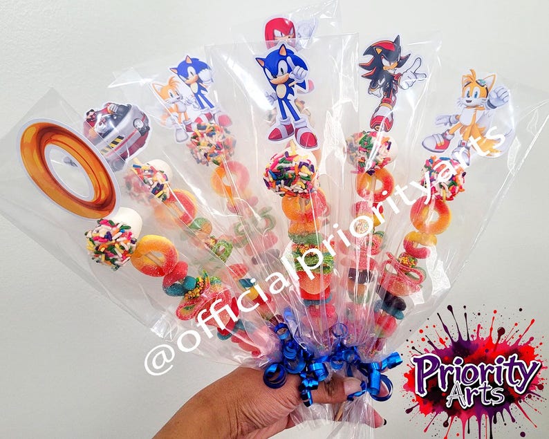 Sonic the Hedgehog Candy Kabobs, Sonic Party, Birthday Party Favors ...