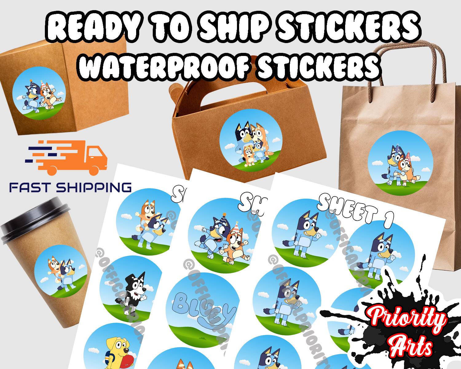 Bluey Sticker Easy Peel Water Proof Vinyl Sticker Set, Water Bottle ...