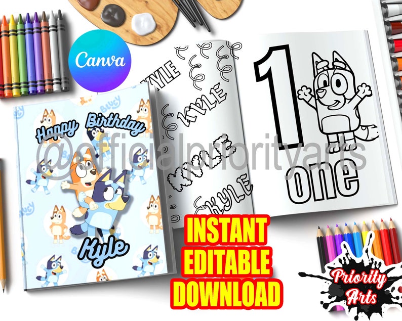 Bluey Editable Coloring Book, Bluey Editable Files, Bluey Coloring Book ...