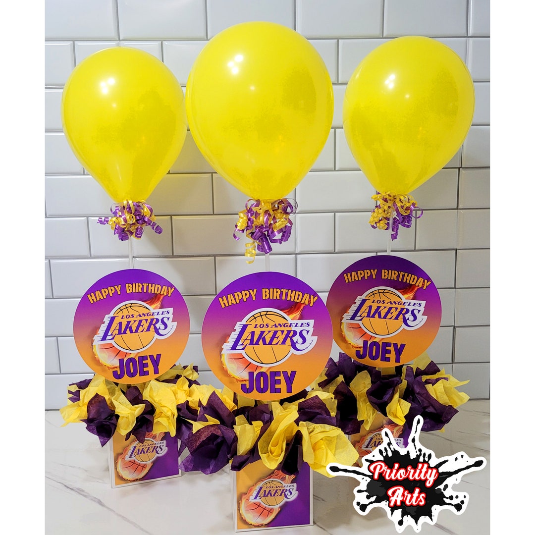 Lakers Handmade Table Centerpieces, Lakers Party Supplies, Basketball ...