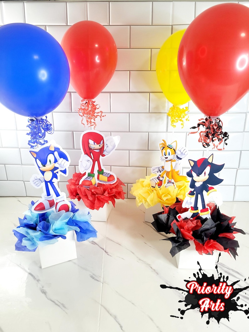 Sonic Birthday Party, Handmade Table Centerpieces, Sonic Party Supplies ...