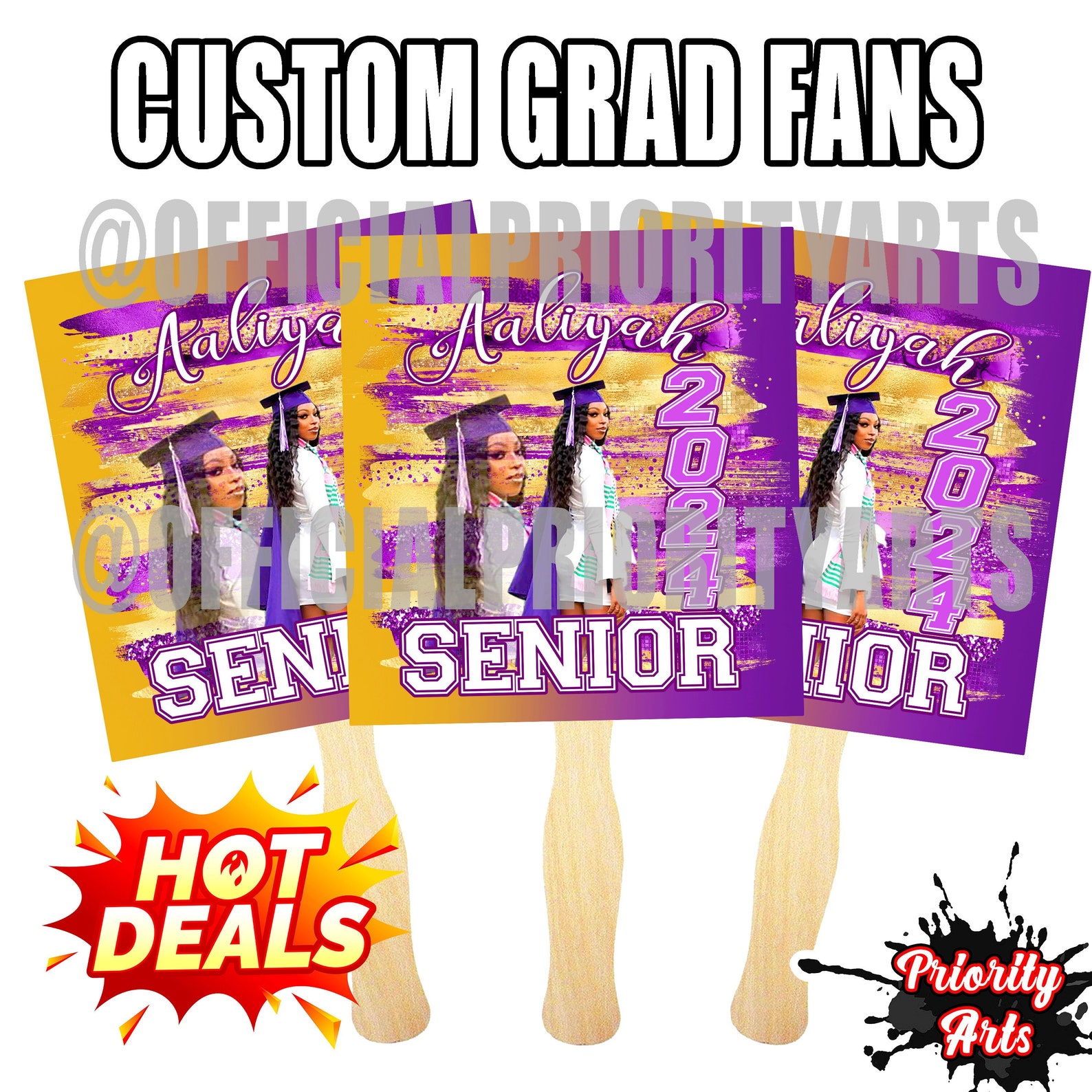 Custom Head Fans Custom Handheld Fan, Graduation Fans, Graduation ...
