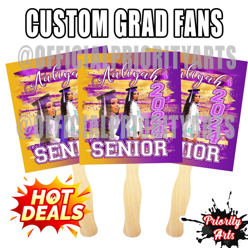 Custom Head Fans Custom Handheld Fan, Graduation Fans, Graduation ...