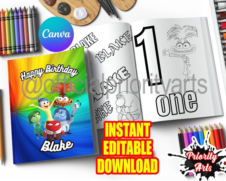 Inside Out Editable Coloring Book, Inside Out 2 Editable Files, Anxiety ...