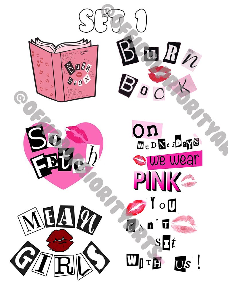 Mean Girls Sticker Easy Peel Water Proof Vinyl Sticker Set, Water ...