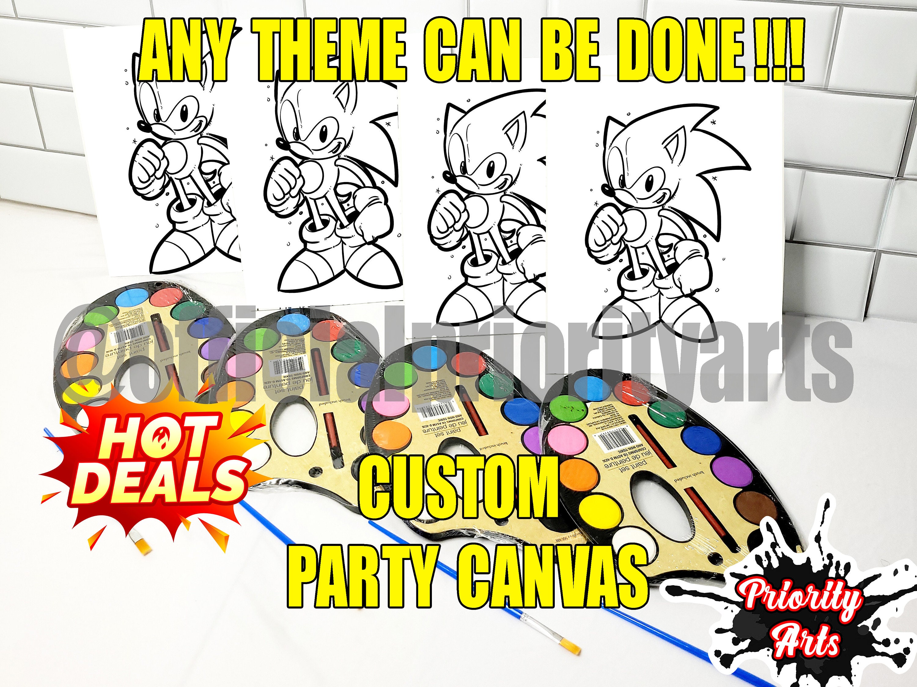 Sonic Pre-drawn Canvas, Sonic Party Ideas, Sonic Party, Paint Party ...