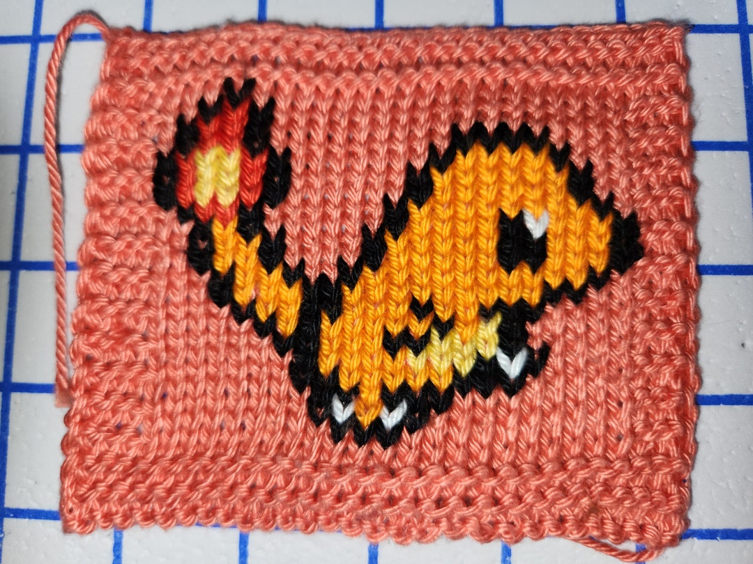 Charmander Pokemon Mini Pixel Yarn Portrait Cute Handmade Wall Display ...