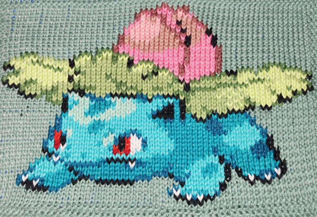 Ivysaur Pokemon Pixel Yarn Portrait Cute Handmade Wall Display ...