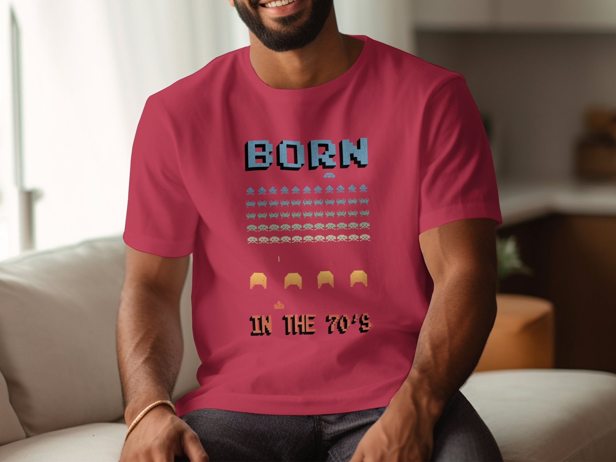 Space Invaders T-shirt 70s Idea Gifts Dad Mom Godfather Geek Vintage ...