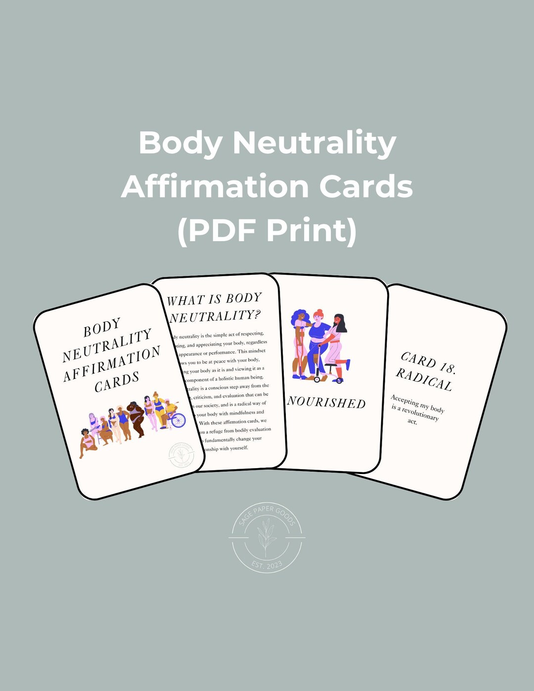 Body Neutrality Affirmation Cards (PDF Print) | Digital Print ...