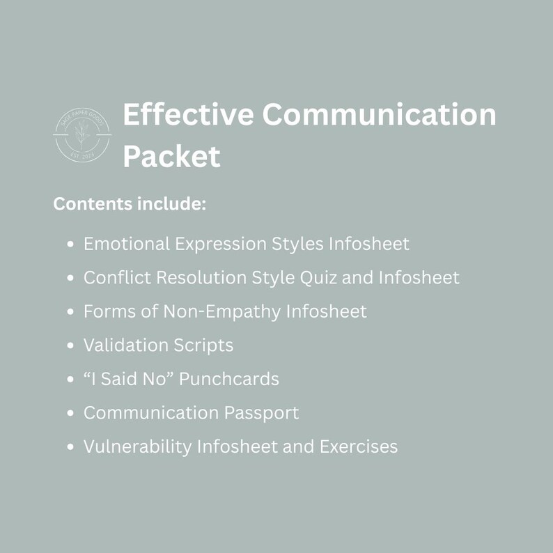 Effective Communication Packet | Digital Print | Counselor & Therapist ...