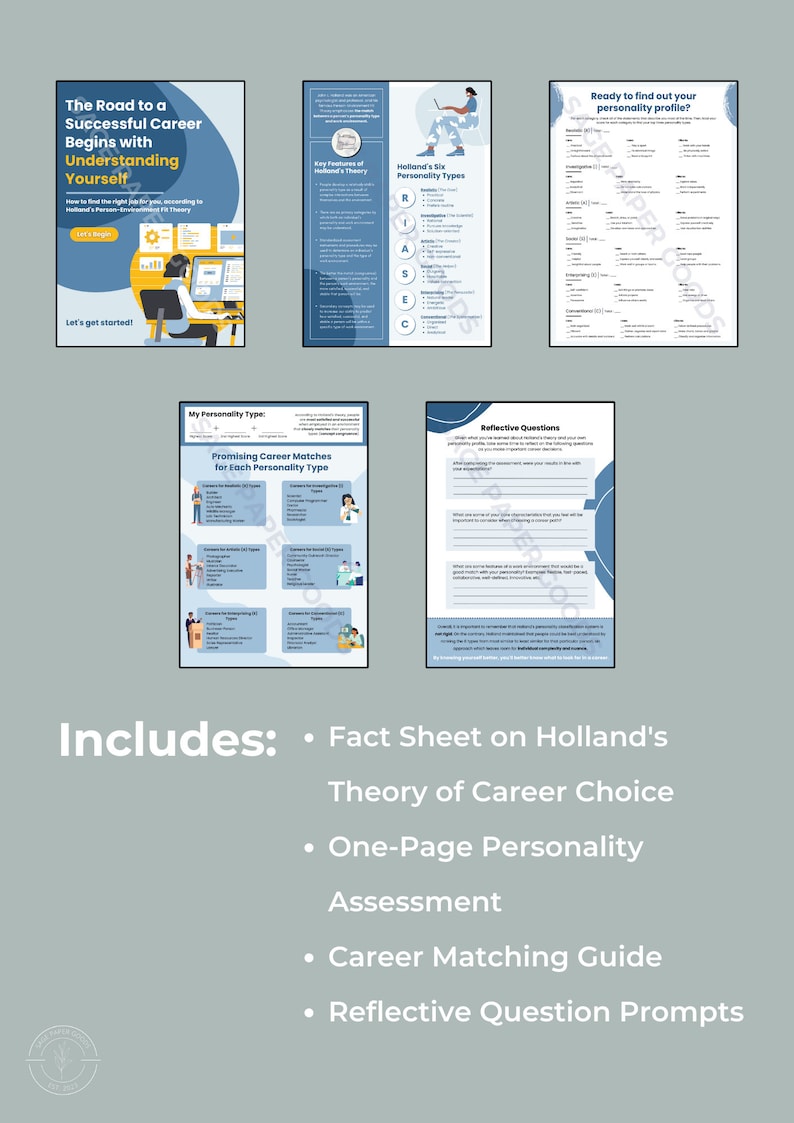 Holland's Career Decision Making Pamphlet | Digital Print | Career ...
