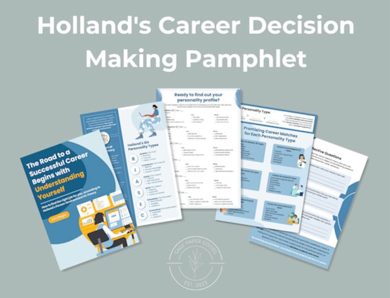 Holland's Career Decision Making Pamphlet | Digital Print | Career ...