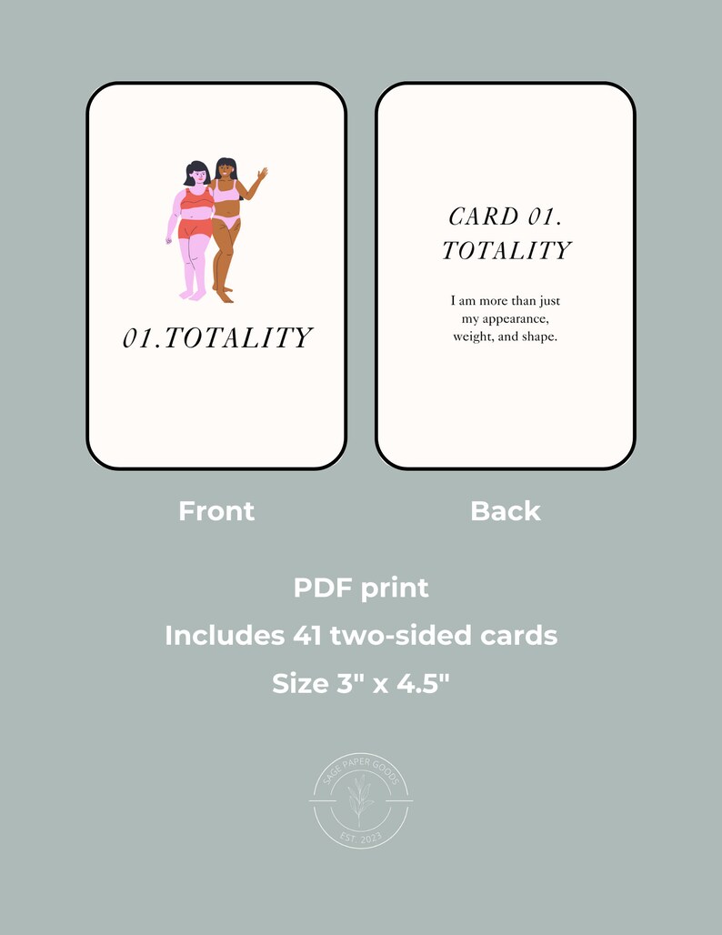 Body Neutrality Affirmation Cards (PDF Print) | Digital Print ...