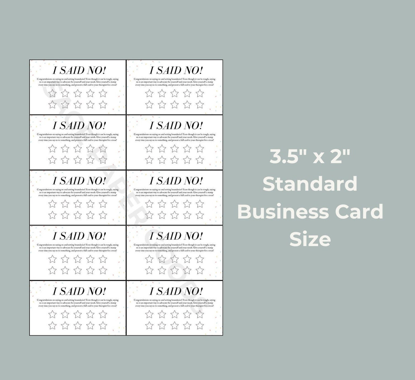 I Said No Punch Card | Digital Print | Counselor & Therapist Resources ...