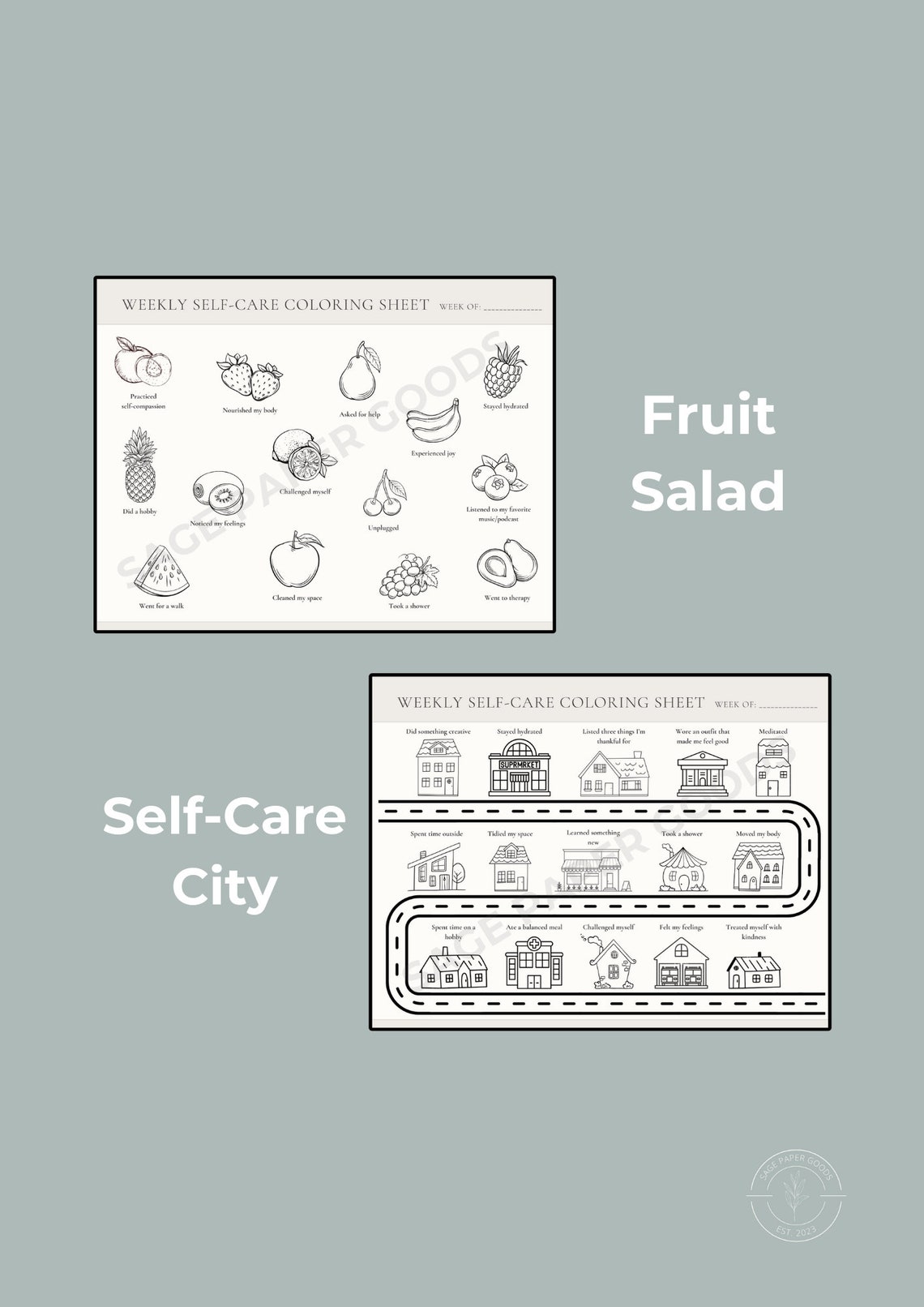 Weekly Self-care Coloring Book | Digital Print | Counselor & Therapist ...