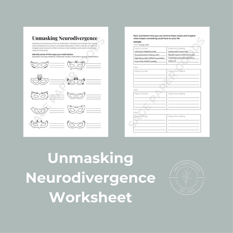 Unmasking Neurodivergence Worksheet | Digital Print | Neurodivergence ...