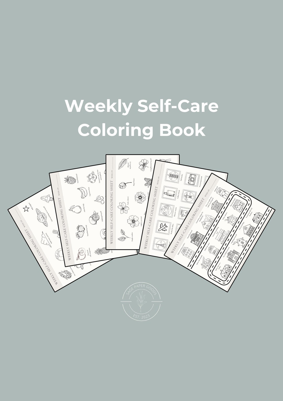 Weekly Self-care Coloring Book | Digital Print | Counselor & Therapist ...