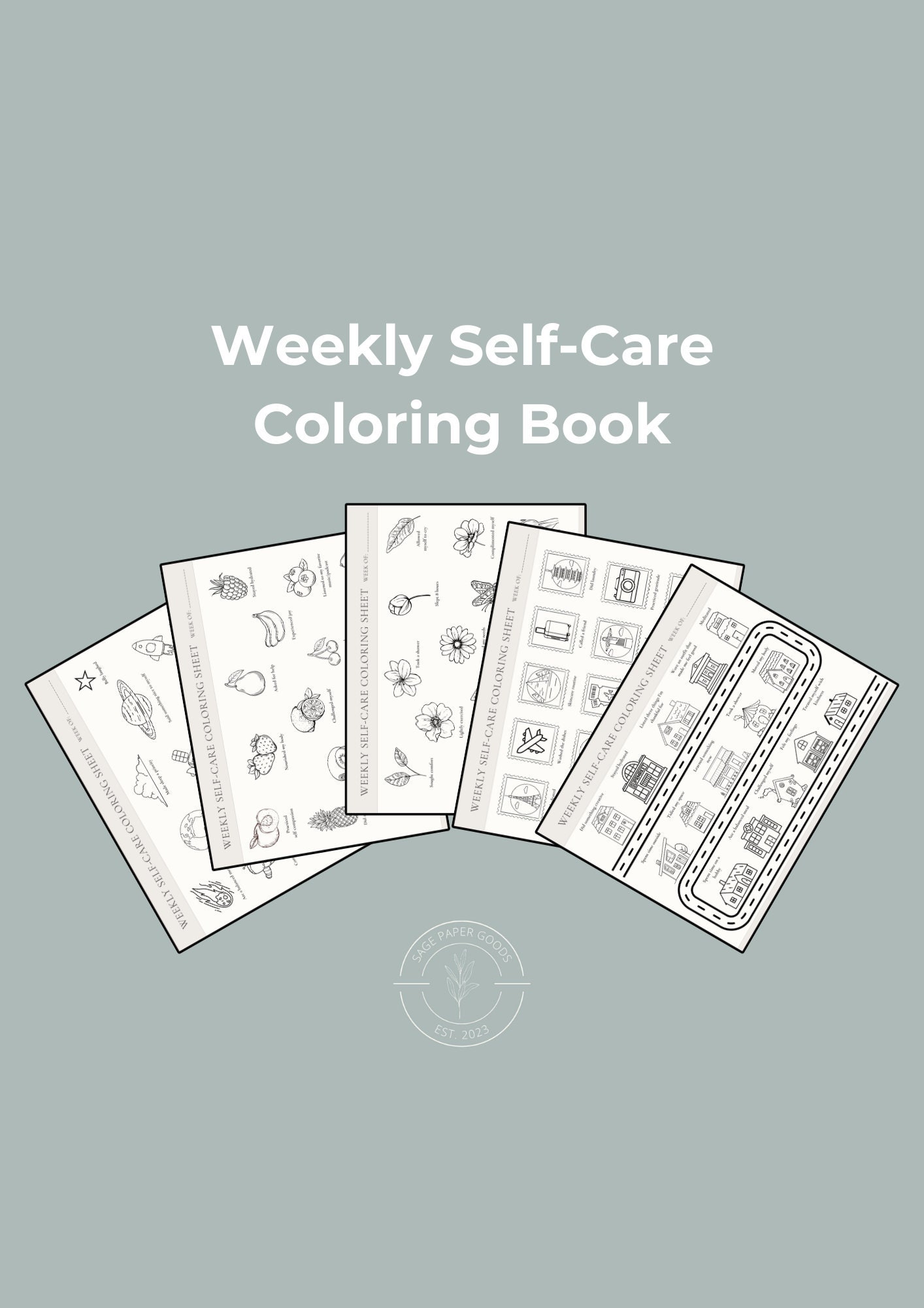 Weekly Self-care Coloring Book Digital Print Counselor & Therapist ...