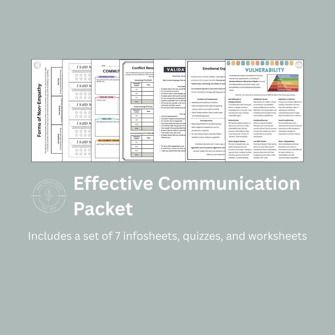 Effective Communication Packet | Digital Print | Counselor & Therapist ...