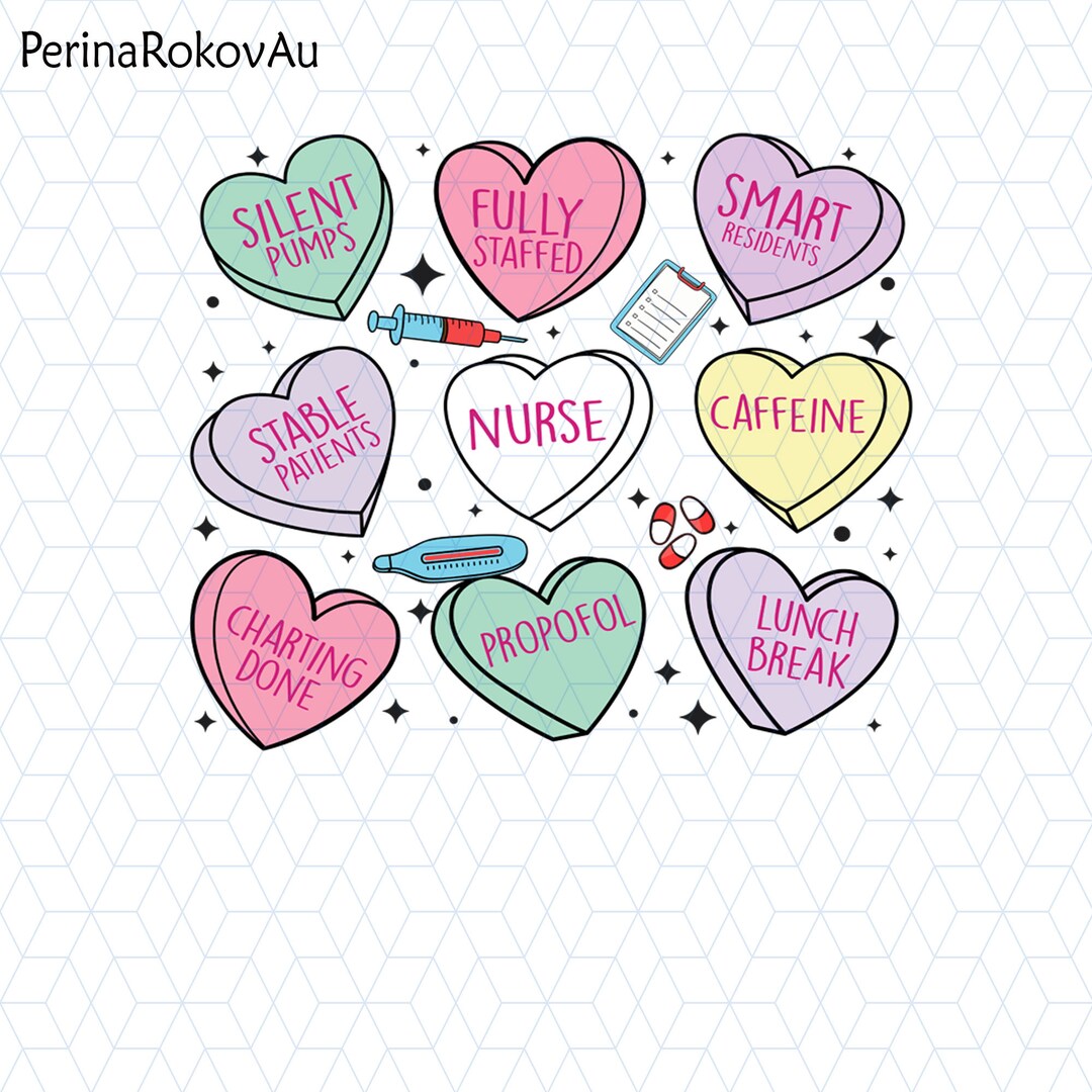 Nurse Valentines Day Candy Heart Png, Nurse Valentine's Day PNG, Nurse ...