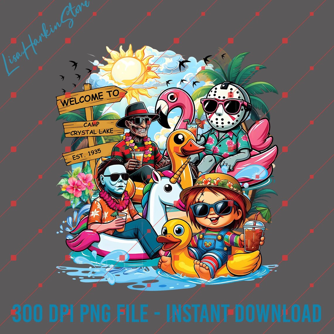 Horror Summer Vibes Png, Horror Killer Summer Png, Funny Horror on ...