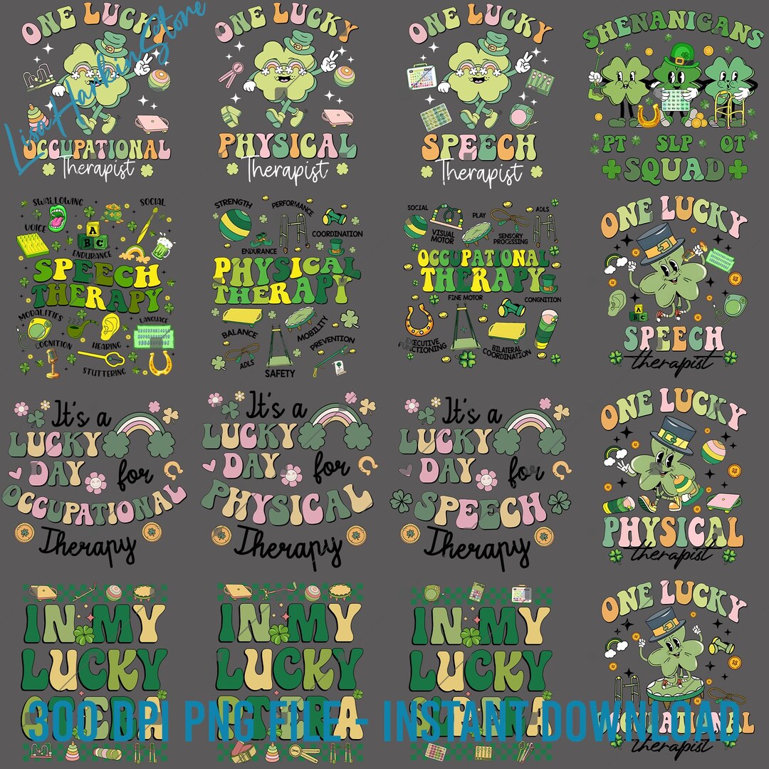 Bundle 16 Png SLP PT OT Therapist St Patricks Day, Lucky Therapist Png ...