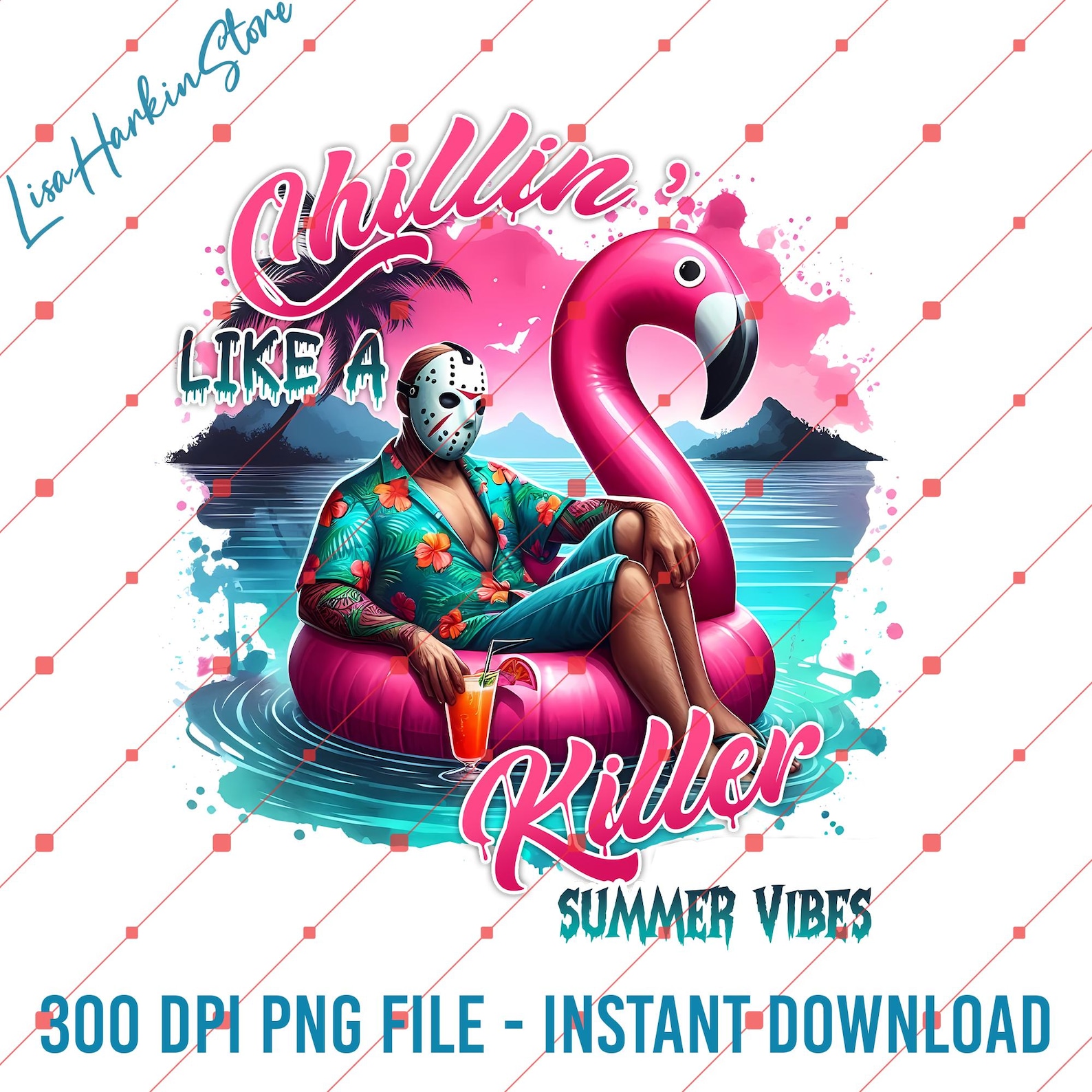 Chillin Like A Killer Summer Vibes Png, Funny Jason Horror Summer Png ...