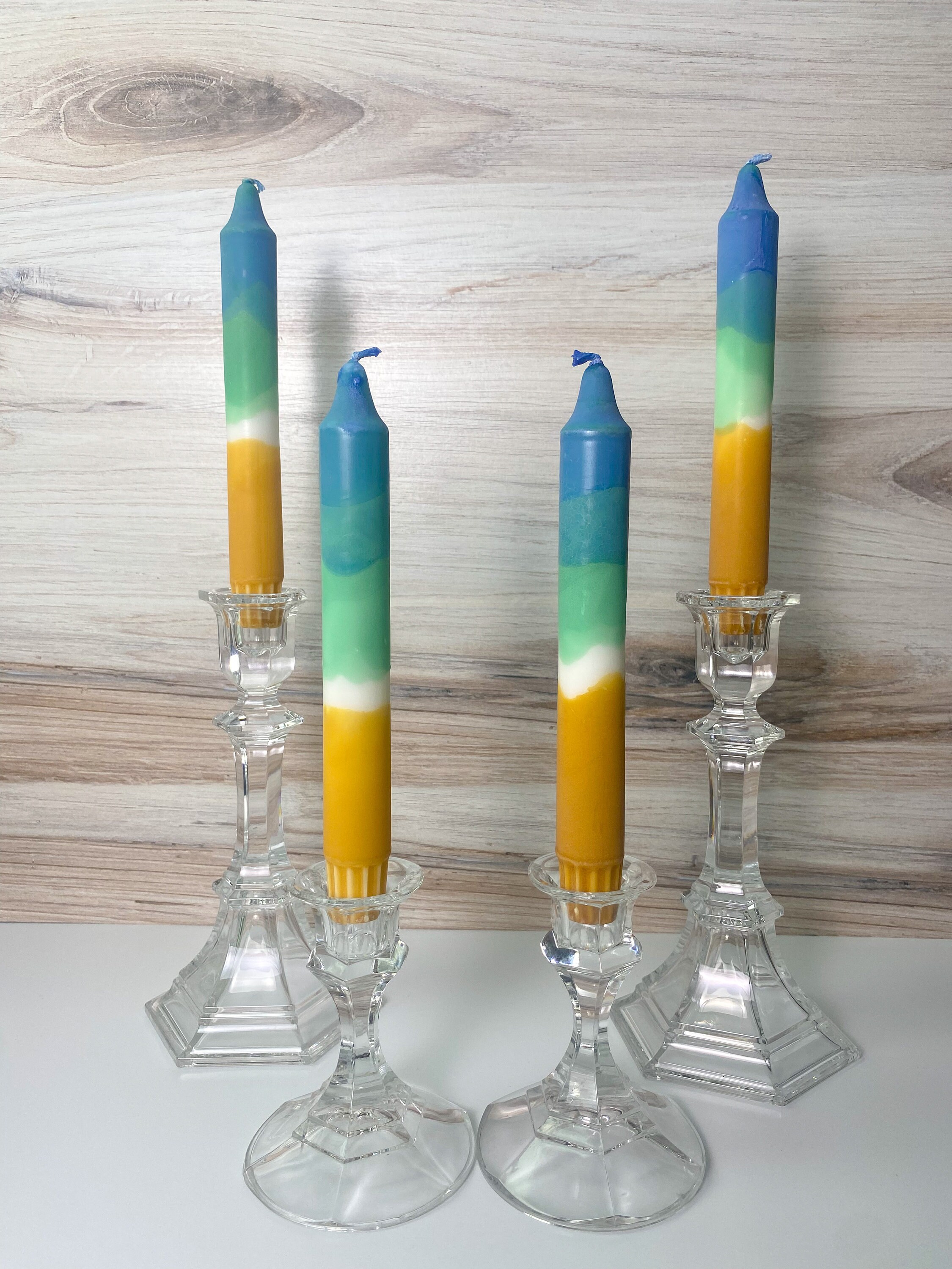 Dip Dyed Taper Candles Colorful Dinner Candles 7 Dripless Taper Candles ...