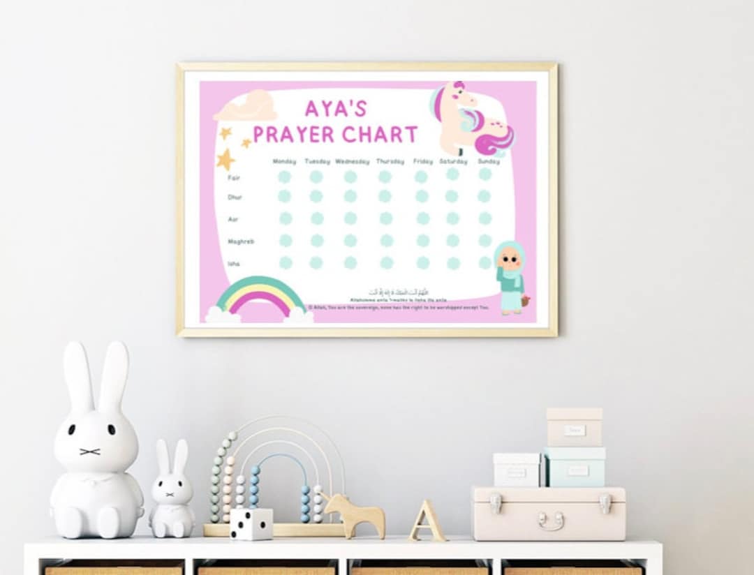 Muslim Pray Chart Printable for Girls-digital Print - 5 Daily Prays ...