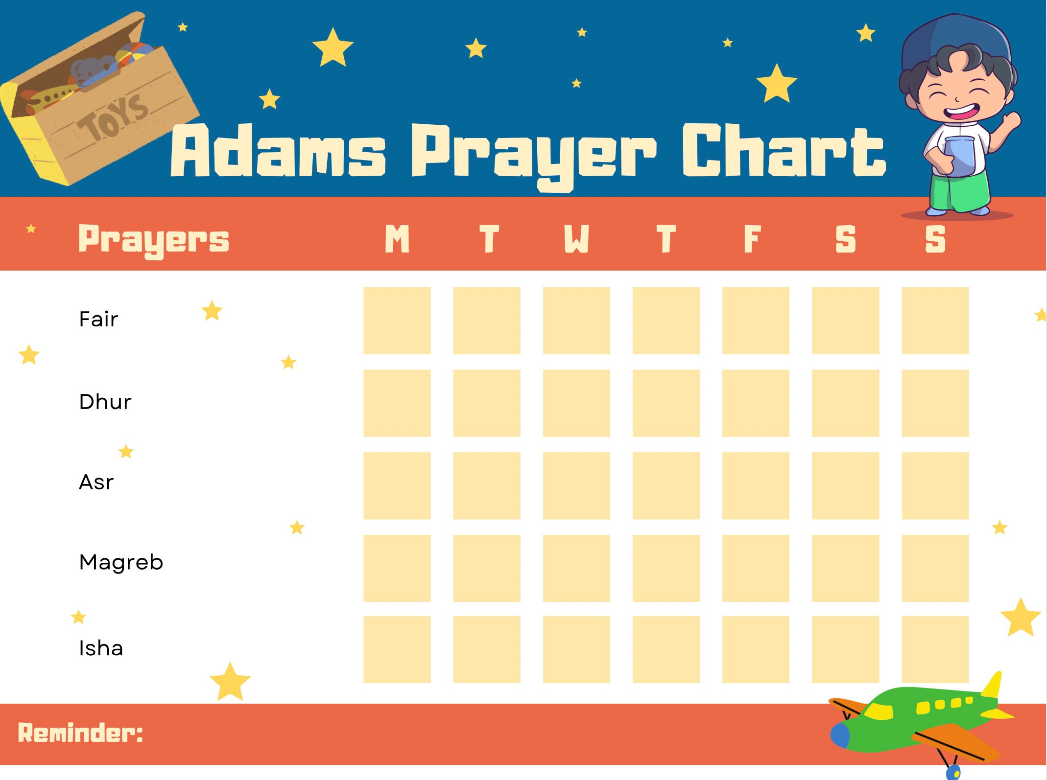 Muslim Boy Prayer Chart. Printable and Customizable to Your - Etsy