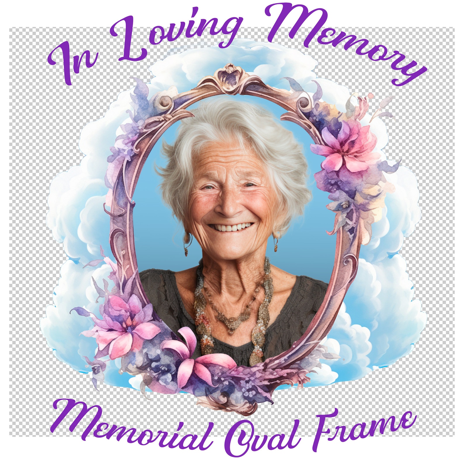 Floral Memorial Oval Frame: Bereavement Clip Art (PNG, JPG) - Etsy