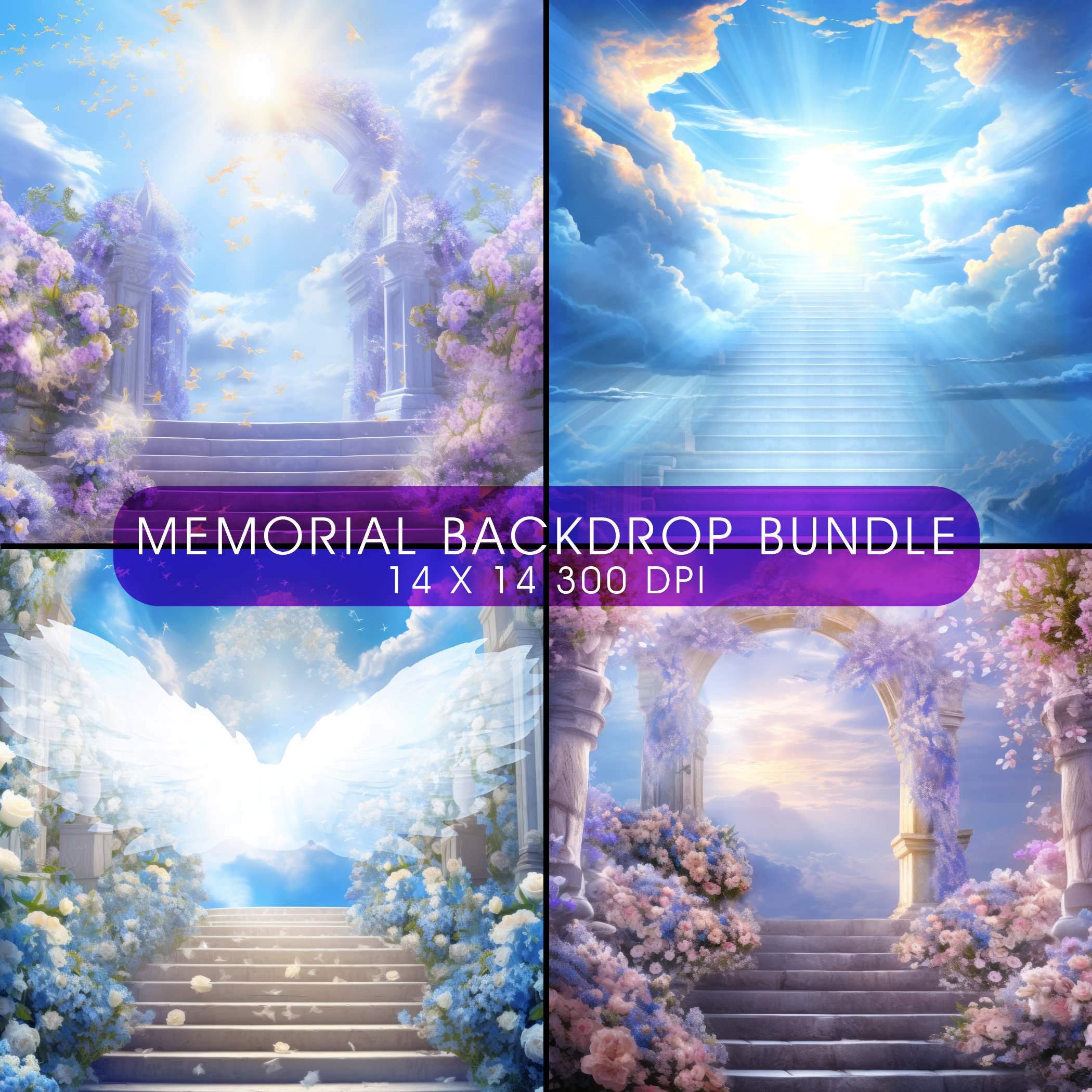 In Loving Memory Backdrop Mini Bundle, Memorial Background, Stairs to ...