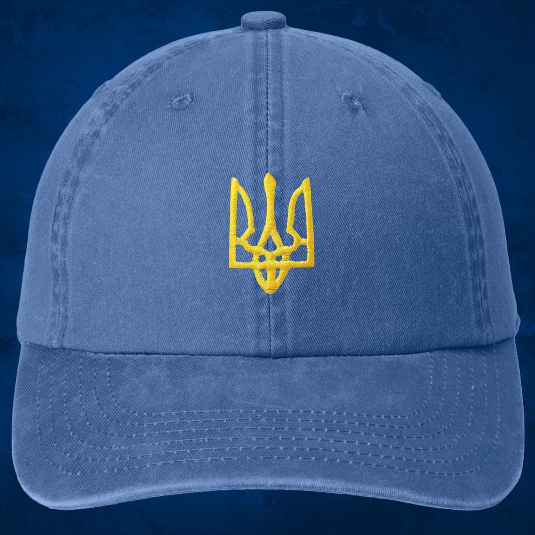 Ukraine Pigment-dyed, Garment Washed Cap, Ukraine Trident Cap, Ukraine ...