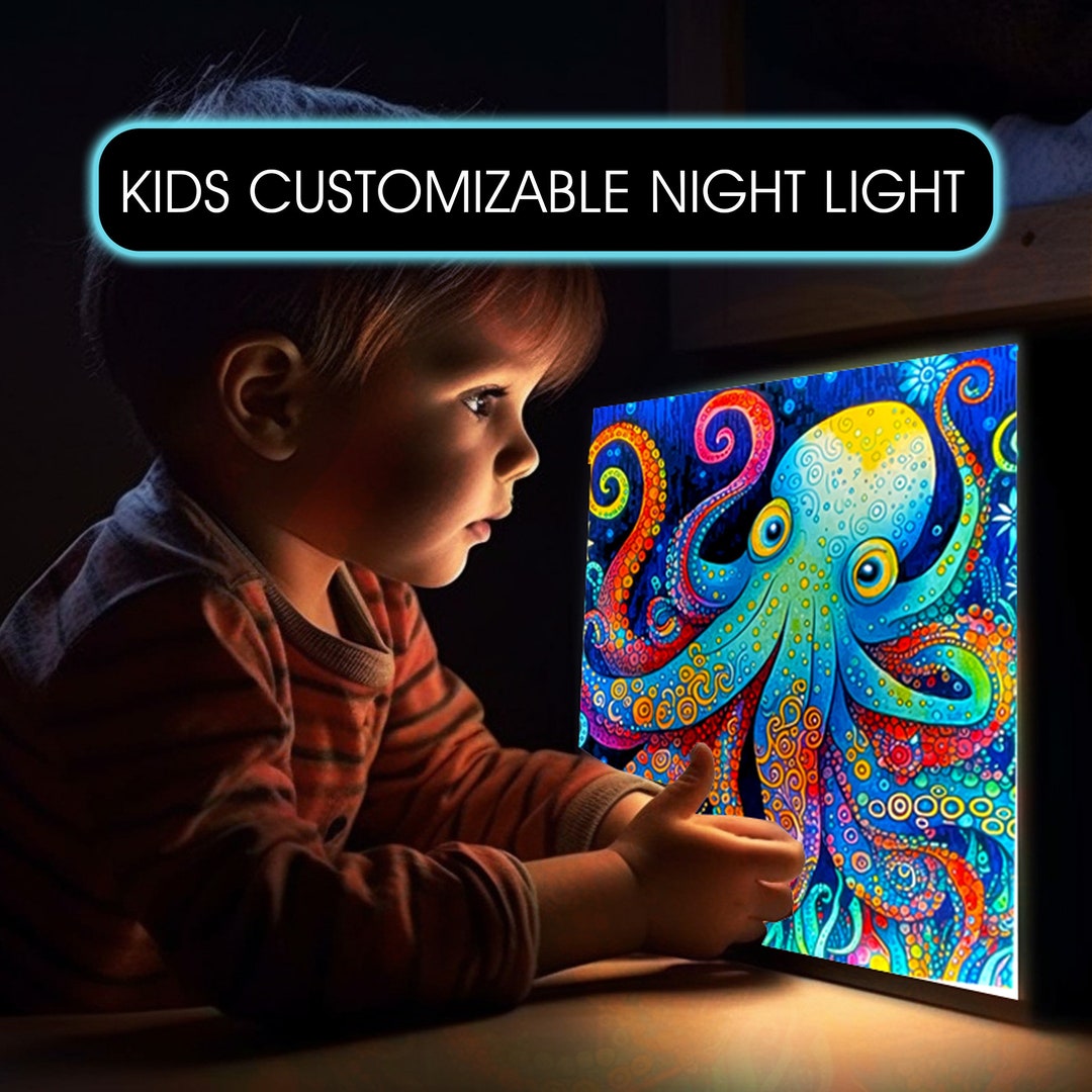 Octopus LED Night Light Box: Personalized Kids Room Decor - Etsy
