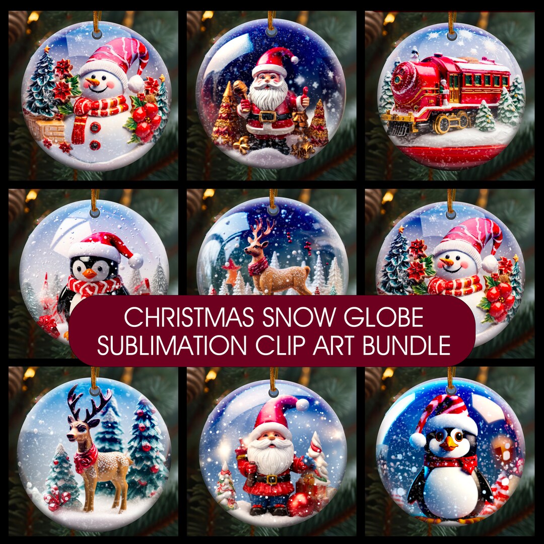 Christmas Snow Globe Ornament Clip Art: Winter PNG Bundle (digital File ...