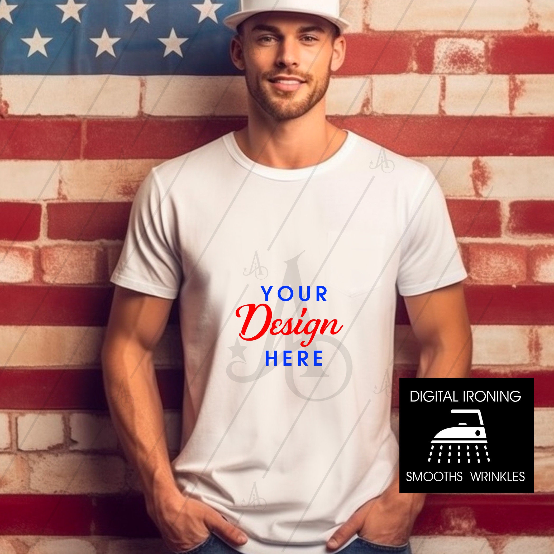 USA Tshirt Mockup, American Flag Mockup, Patriotic Male Mockup, USA ...