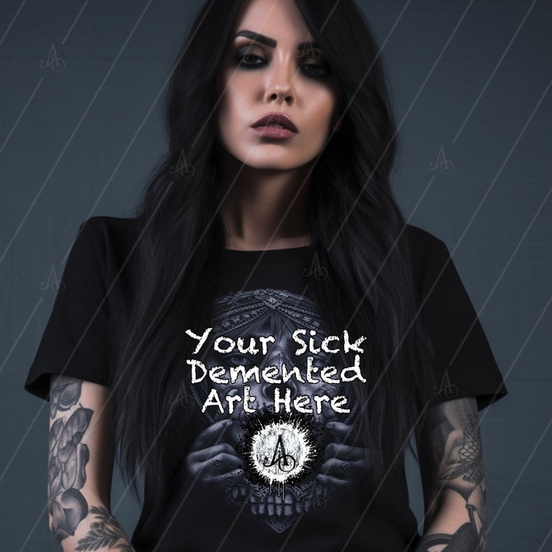 Goth T-shirt Mockup Mini Bundle, 12 Plus Mockups, Tattooed Punk Female ...