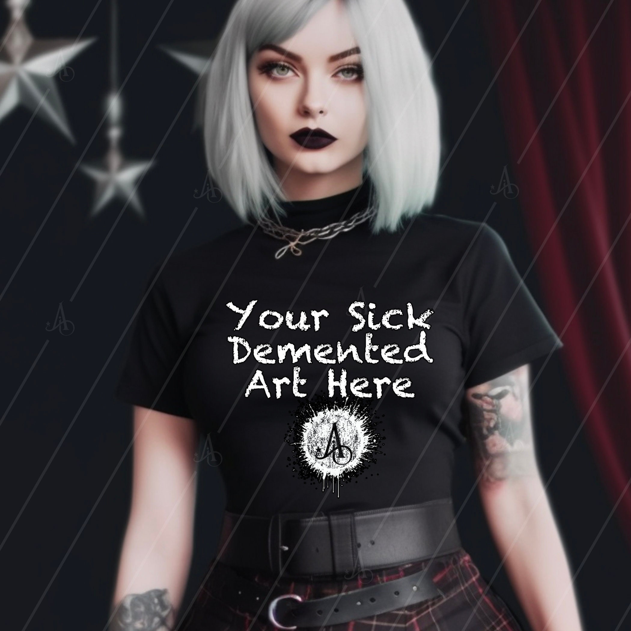 Goth T-shirt Mockup Mini Bundle, 12 Plus Mockups, Tattooed Punk Female ...