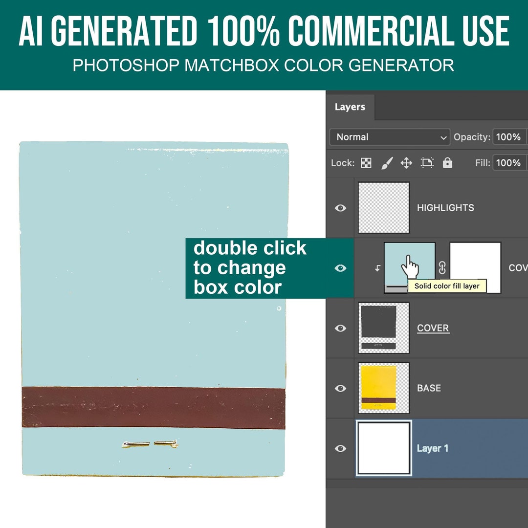 Customizable Matchbook PSD Template: AI Generated Blank Design (digital ...