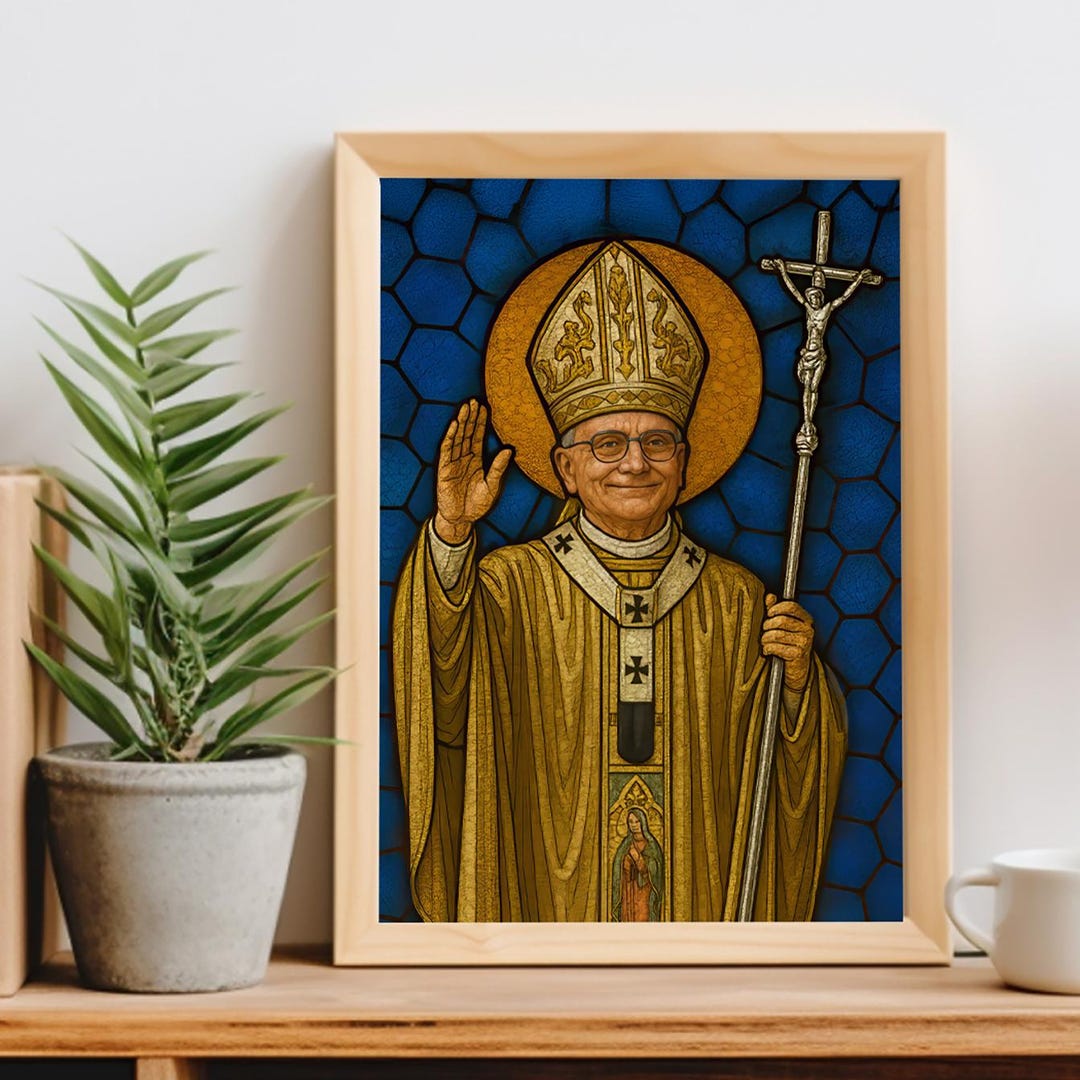 Pope Leo XIV Digital Art Print, Catholic Wall Art, Prayer Portrait, POD ...