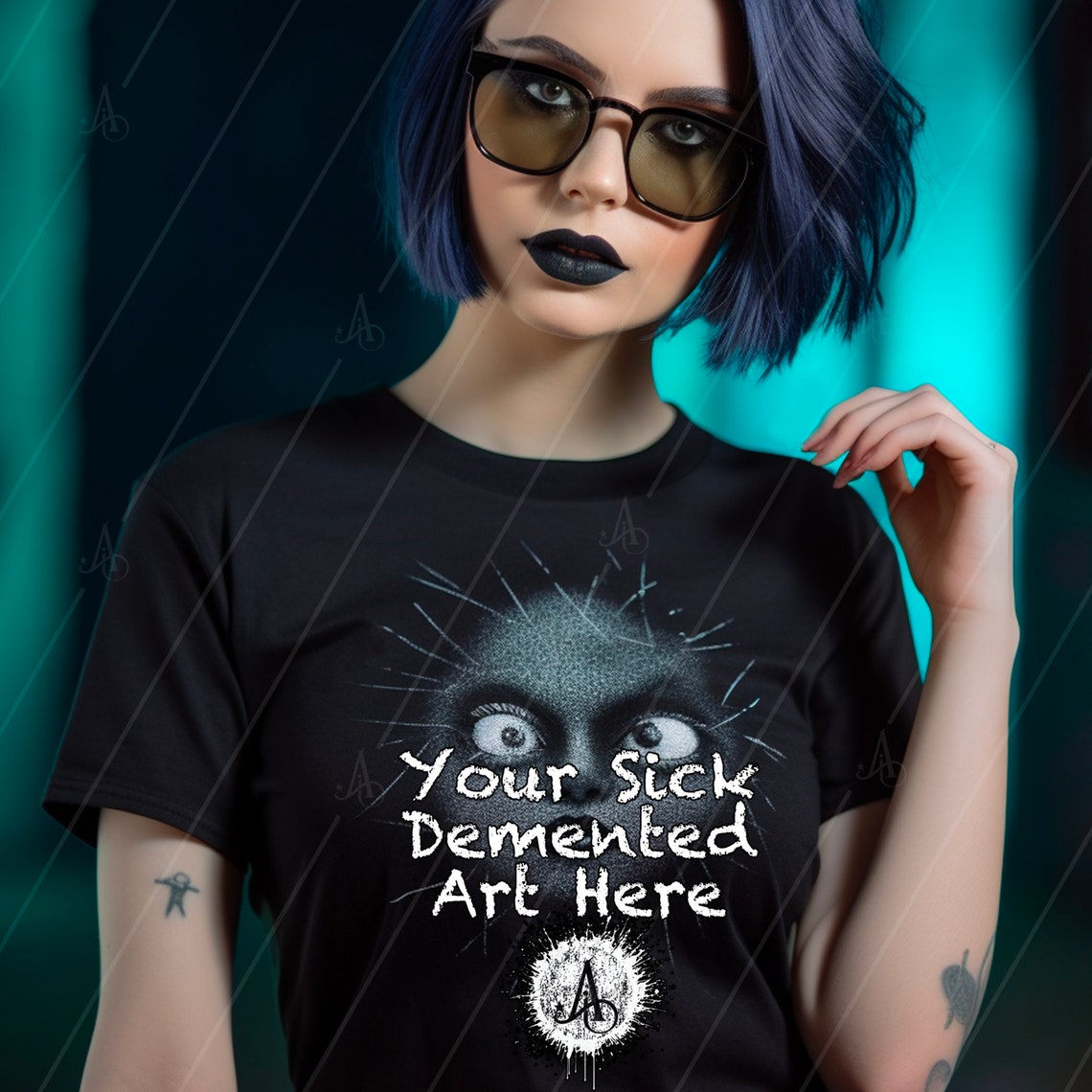 Goth T-shirt Mockup Mini Bundle, 12 Plus Mockups, Tattooed Punk Female ...