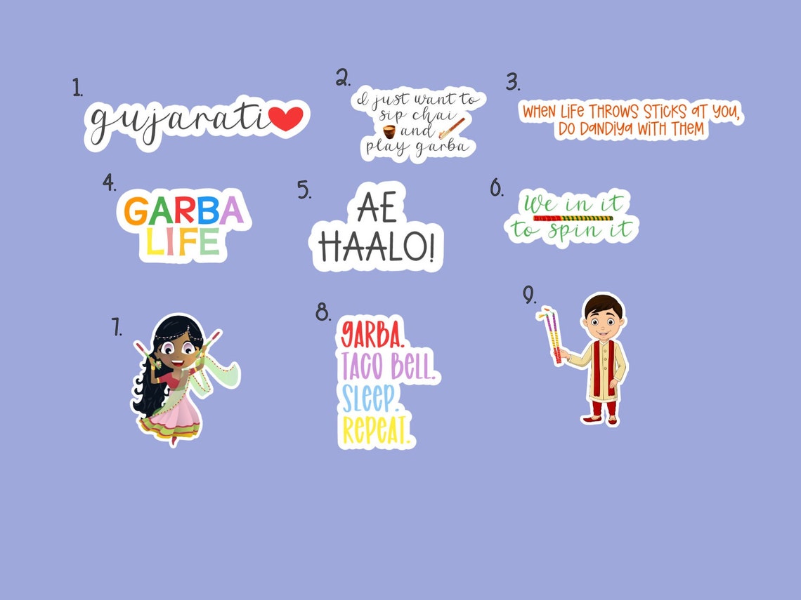 Garba Sticker Pack | Navratri Stickers | Waterproof | Water Bottle ...