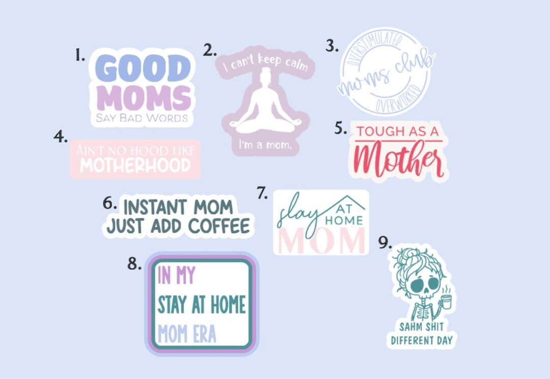 Stay at Home Mom Sticker Packs | SAHM Decal | Water Bottle Sticker ...