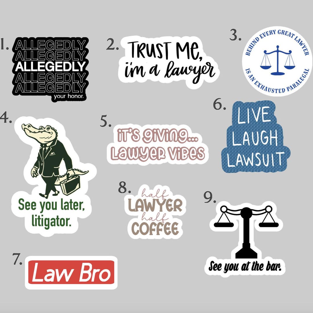Lawyer Sticker Packs | Law Decal | Water Bottle Sticker | Laptop ...